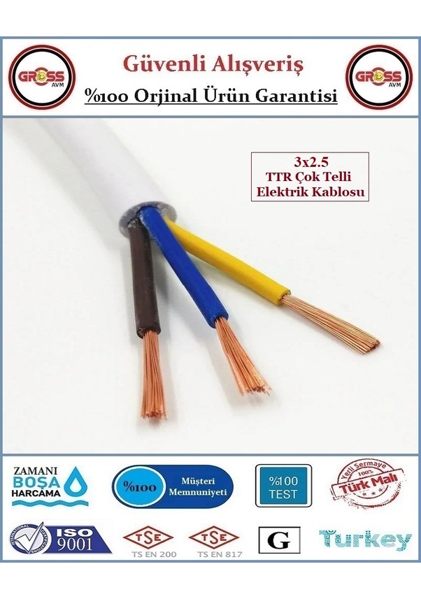 3x2.5 Ttr Elektrik Kablosu - Uzatma Ara Kablo - 4 Metre Fiyatları ve ...