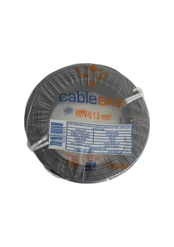 Cable Ako 1,5mm Nya Tek Damar Kablo Tam Bakır Tam Kesit 100mt Siyah ...