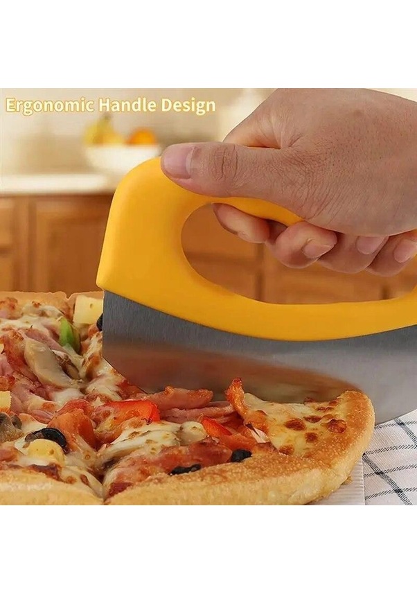 Sarı Taşınabilir Pizza Kesici Gıda Parçalayıcı Süper Keskin Paslanmaz ...