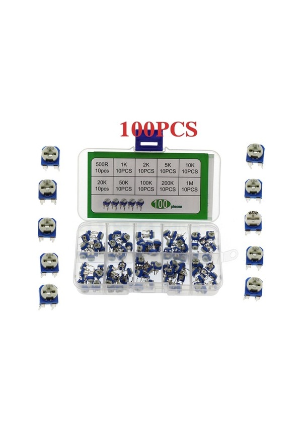 Pazly 100 Adet Farklı Değerli Potansiyometre Seti - 10 Ohm Seçeneği ...