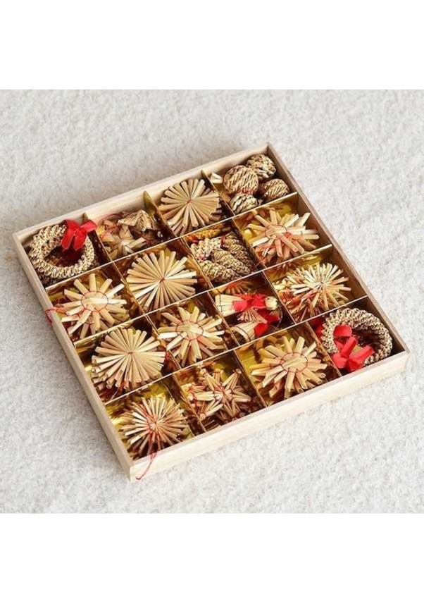 Ulzyvf Doğal Buğday Samanı Noel Ağacı Kolye, Beş Köşeli Yıldız Süs ...