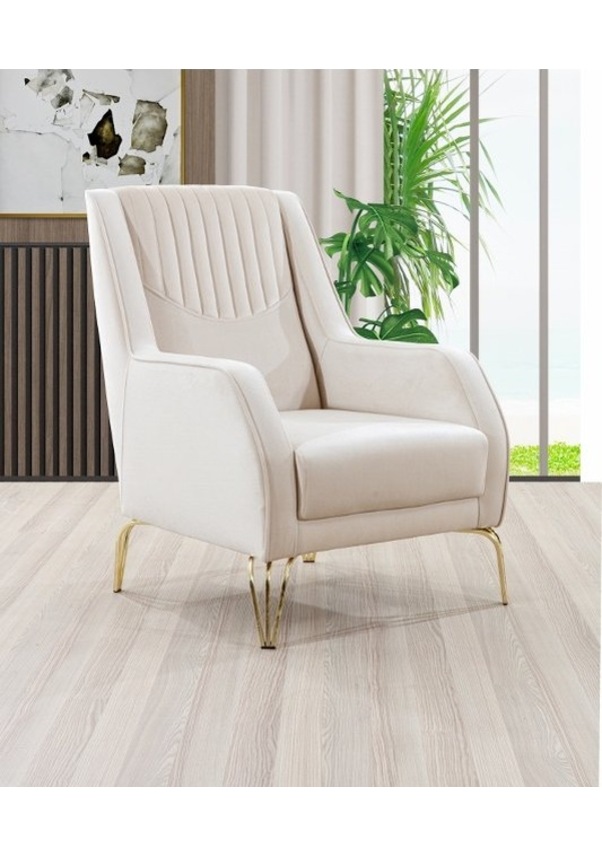 Parma Krem Altın Renkli Demir Ayaklı Berjer Beyaz Fiyatları ve Özellikleri