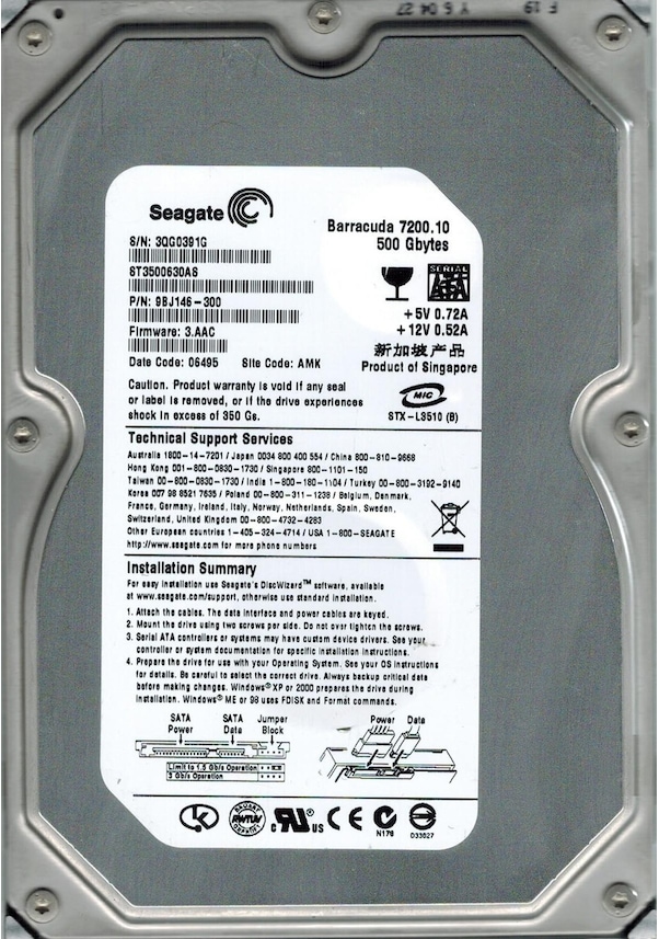 Seagate Barracuda ST3500630AS 500 GB 7200 RPM HDD Fiyatları ve Özellikleri