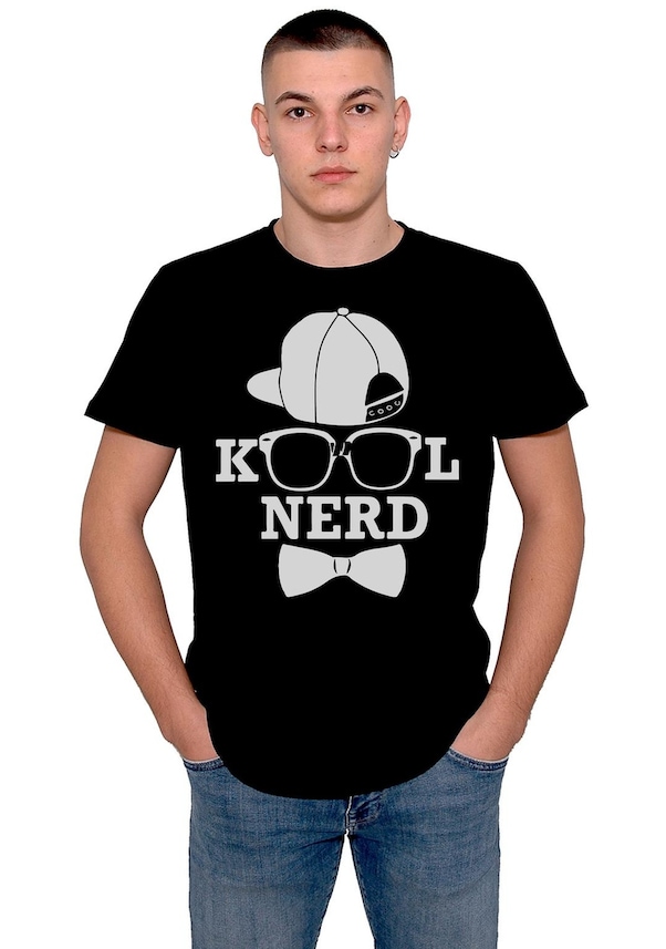 Kool Nerd Havalı İnek Gözlük Papyon Kep Tişört Unisex T-shirt 001 ...