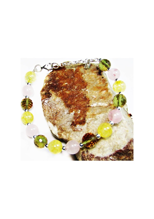 925 Ayar Gümüş A Kalite Doğal Taş Zultanit Sitrin Pembe Kuvars Ka ...