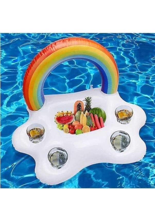 Bloomnest Şişme Gökkuşağı Bulut Yüzen Bardak Tutucu, Masaüstü Bar Havuz Şamandırası, Parti Yüzme ...