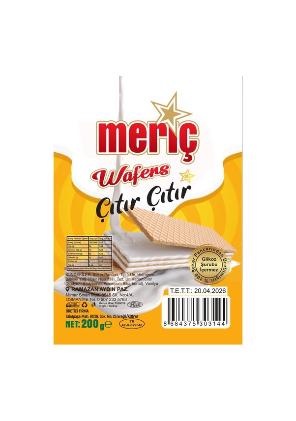 Meriç Gofret El Yapımı 200 G Fiyatları ve Özellikleri