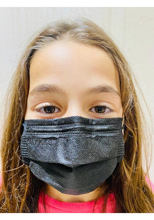 Soly Care Kids 3 Katlı Ultrasonik Telli Çocuk Maskesi 50 Adet Siyah ...