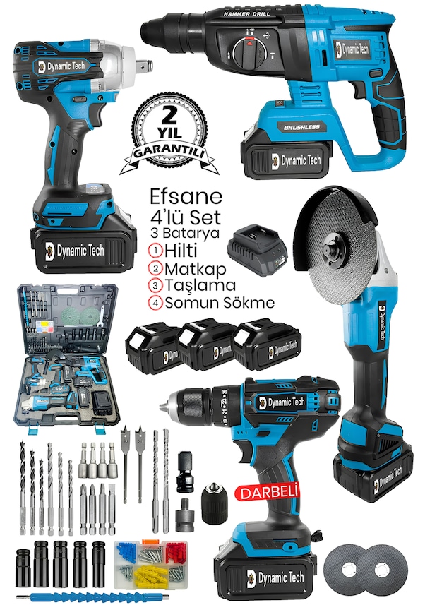 Dynamic Tech DT-445 Hilti Darbeli Matkap Somun Sökme Taşlama Set ...