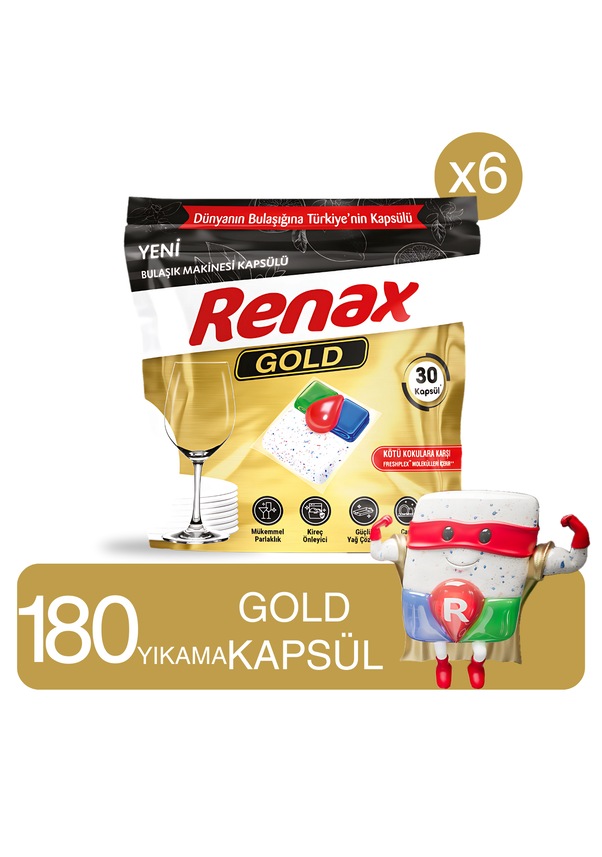Renax Gold Bulaşık Makinesi Deterjanı 6 x 30 Tablet Fiyatları ve Özellikleri