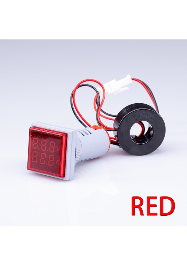 Kırmızı-22mm 60-500 V 0-100a Led Ac Dijital Voltmetre Ampermetre Sinyal ...