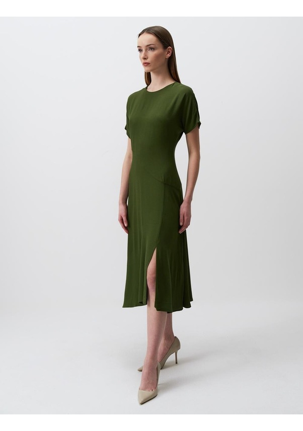 Jimmy Key Yeşil Yuvarlak Yaka Yırtmaçlı Midi Elbise Yeşil S Fiyatları ...
