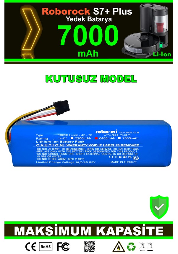 Roborock S7 Plus Uyumlu Kutusuz 7000 Mah Süpürge Bataryası Fiyatları ve Özellikleri