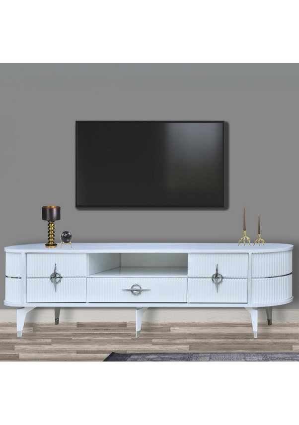 Duru Tv Sehpası - Beyaz Gümüş Beyaz - Gümüş Fiyatları ve Özellikleri