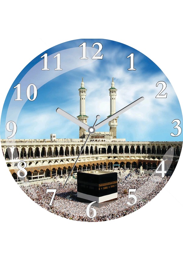 Kabe Dini Islam Hac Umre Sessiz Bombeli Gerçek Cam Duvar Saati ...