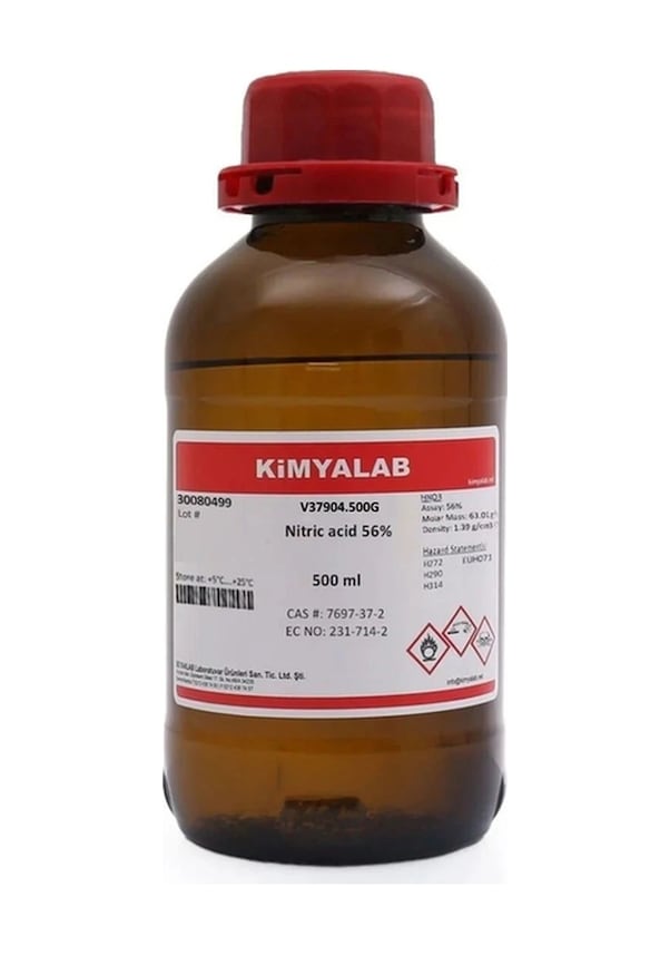 Kimyalab Nitrik Asit 56% Cam Şişe 500 ML - Nitric Acid HNO3 Fiyatları ...