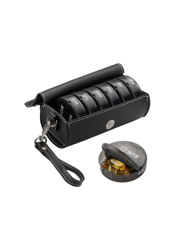 Deri 7 Günlük Hap Düzenleyici İlaç Kutusu Hafta Mark 14 Izgara Vitn ...