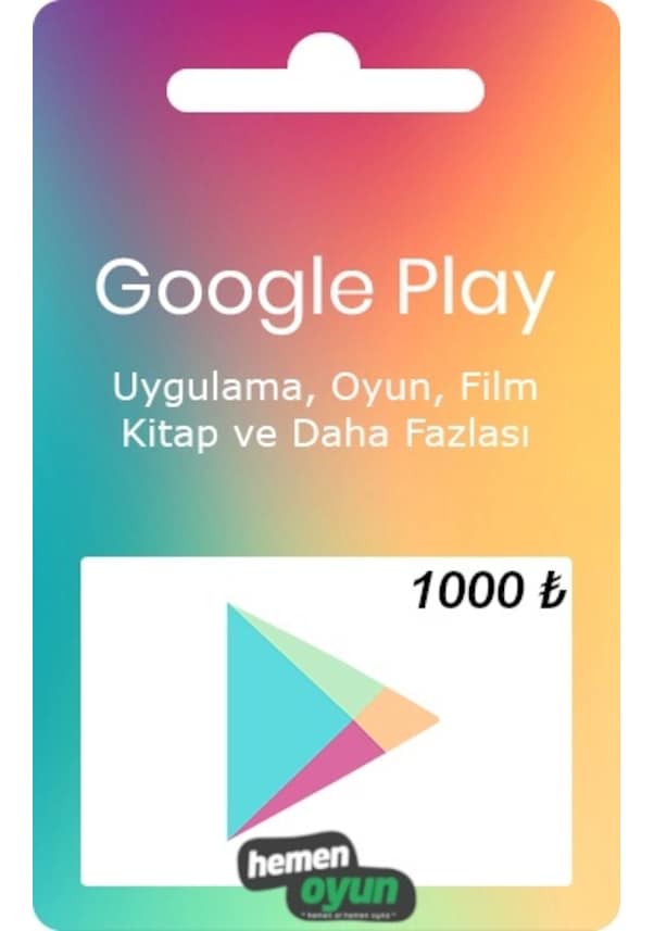 Hemenoyun Google Play 1000 Tl Hediye Kartı Bakiye Kodu Fiyatları ve Özellikleri