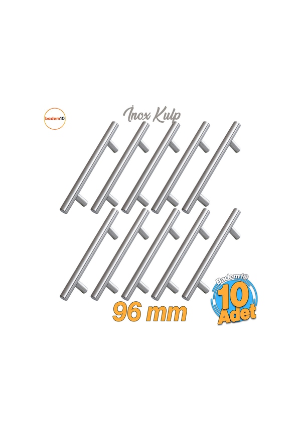 Pürüzsüz İnox Metal Kulp 10 Adet 96 Mm Mobilya Mutfak Çekmece Dolap ...