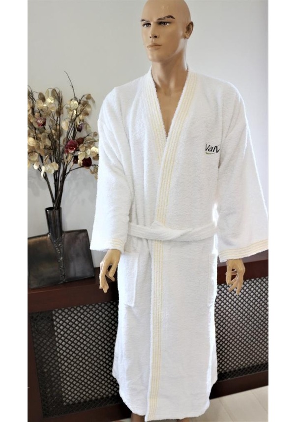 Bornoz Mayer Bukle Kimono Kuşaklı Nakışlı Ev Otel Banyo Bornozu L Beyaz ...
