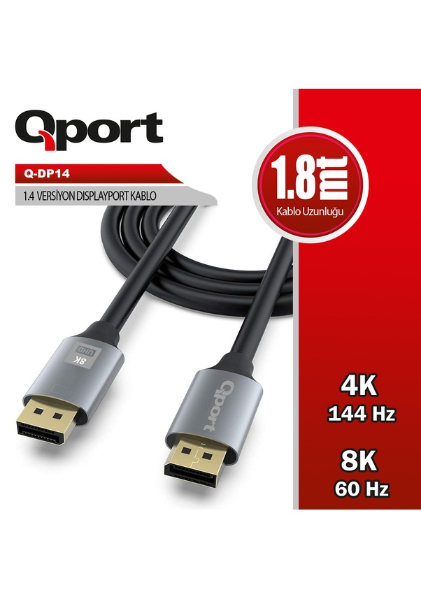 Qport Q Dp14 Dısplay Port 1 8 Metre Kablo Fiyatları ve Özellikleri