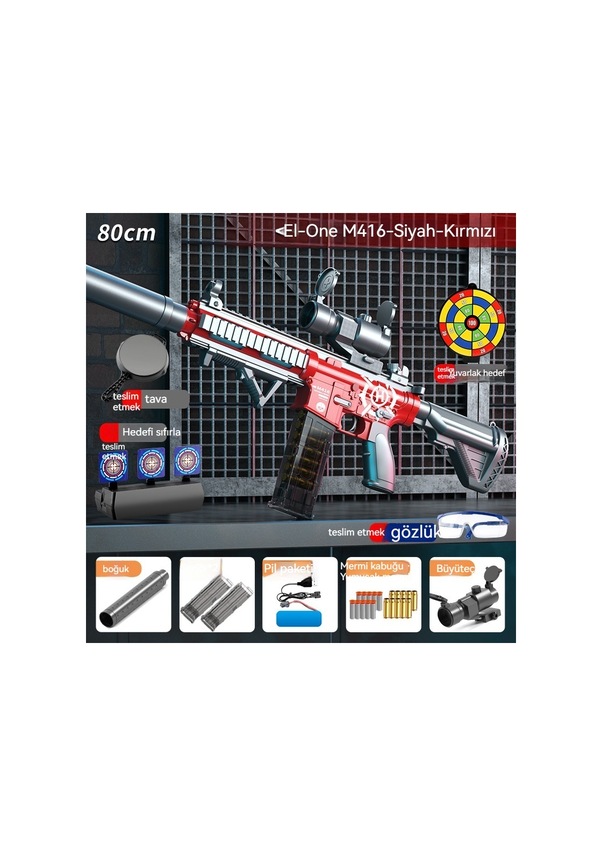 M416 Elektrikli Sürekli Fırlatmalı Yumuşak Kurşun Fırlatmalı Oyuncak Tabanca - Kırmızı Fiyatları ...