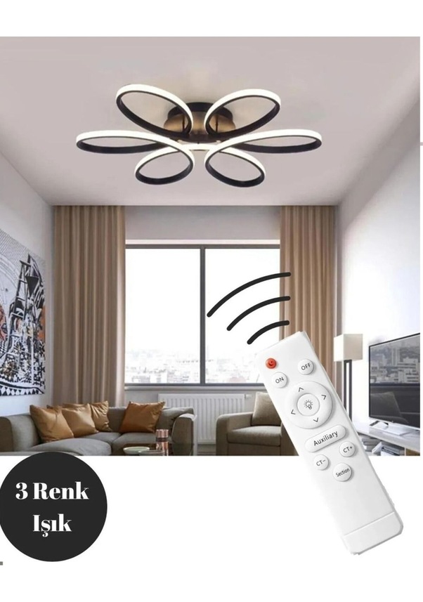 Lampiqa Modern Layla Led Avize Kumandalı Siyah - 3 Renk Beyaz Fiyatları ...