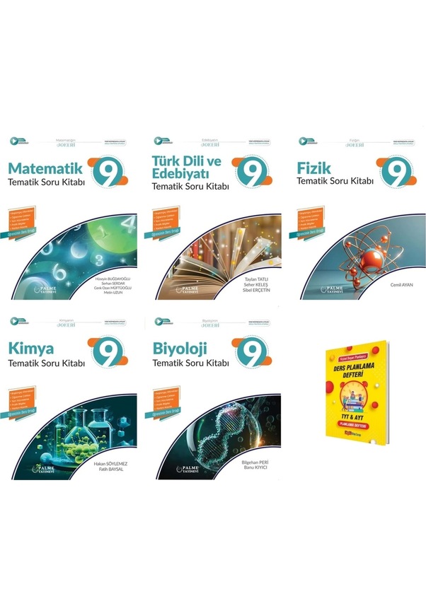 9. Sınıf 2025 Matematik Edebiyat Fizik Kimya Ve Biyoloji Tematik Soru Kitabı Sayısal 5li Set ...