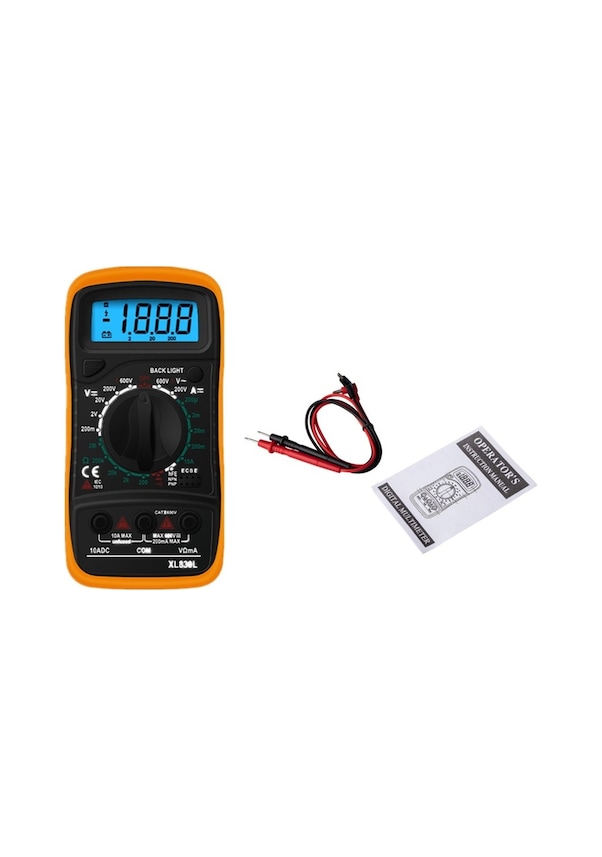 Turuncu-xl830l El Dijital Multimetre Lcd Arka Işık Taşınabilir Ac/dc Ampermetre Voltmetre Ohm ...