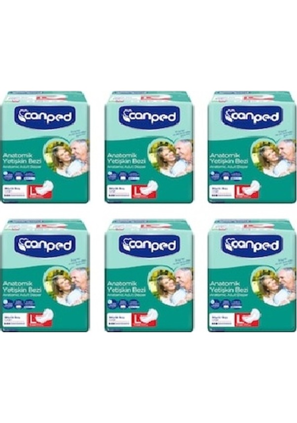 Canped Anatomik Yetişkin Hasta Bezi Büyük Boy L 8'Li x 6 48 Adet ...
