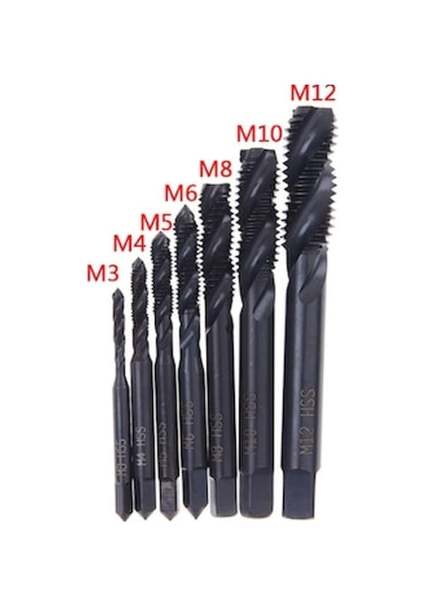 Zcjb 7 Adet Hss Makine Vida Dişi Metrik Fiş Musluk Matkap Seti M3 M4 M5 M6 M8 M10 M12 Podazz ...