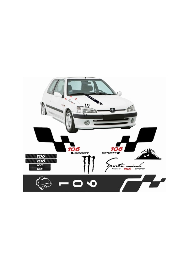 Peugeot 106 Sticker Seti Kapı Eşiği Monster Pençe Power By Sport ...