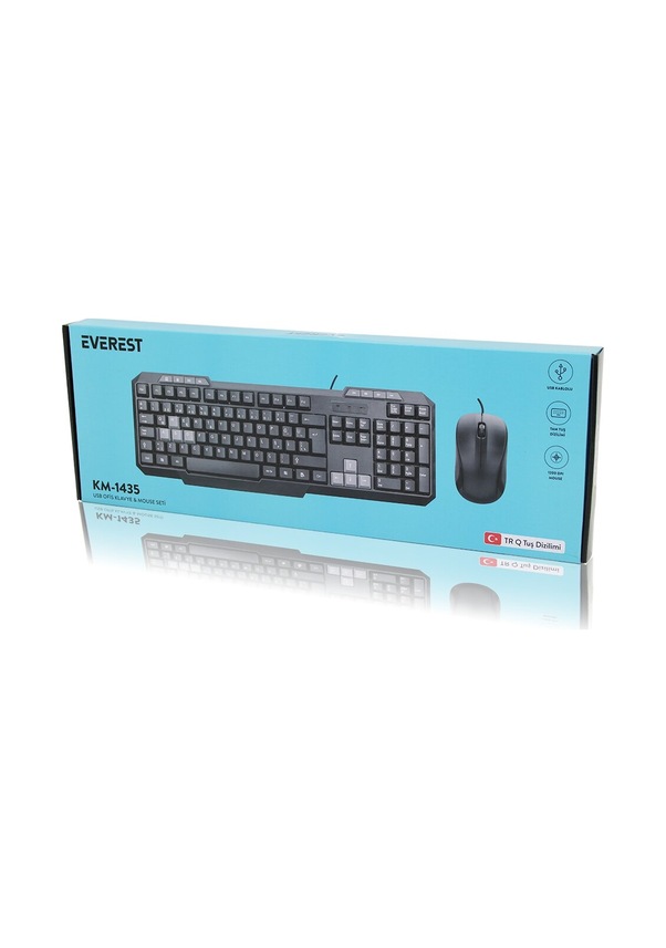 Usb Kablolu Klavye - Mouse Set Q Klavye 1200dpı Mouse Km-1435 5256 ...