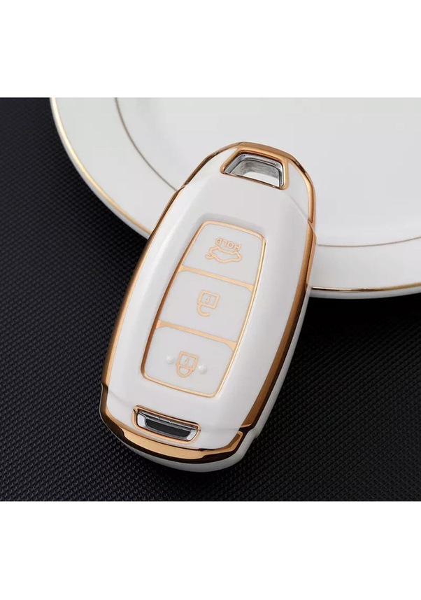 Lüx Hyundai Uyumlu I30 Ix25 Ix35 Kona Elantra Accent Santa Fe 3 Buton Nano Anahtar Kılıfı Beyaz ...