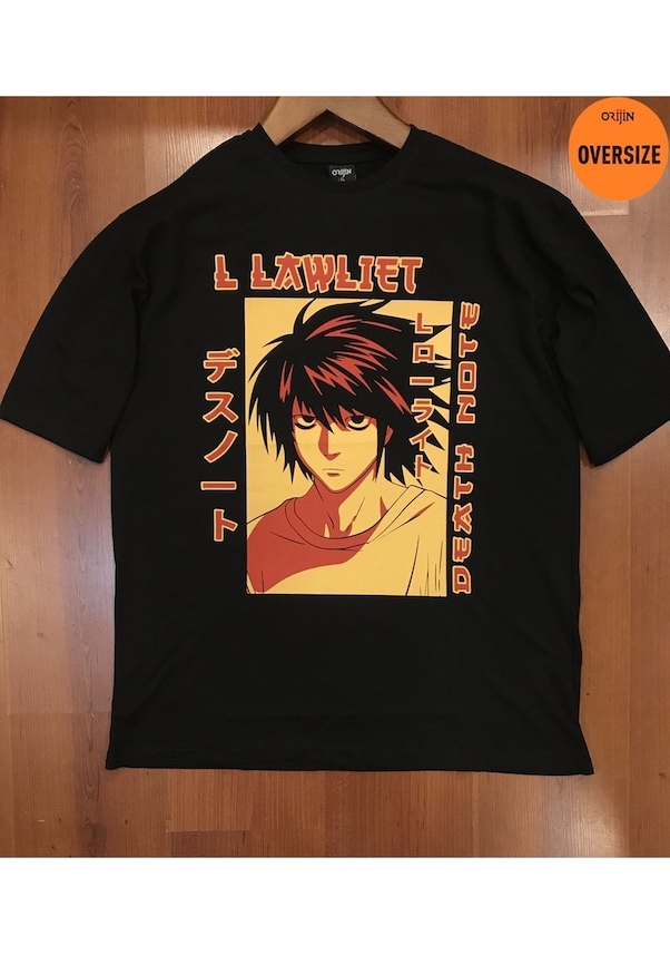 Drippy Death Note L Lawliet Baskılı Oversize Siyah Drpy1637 Siyah XL ...