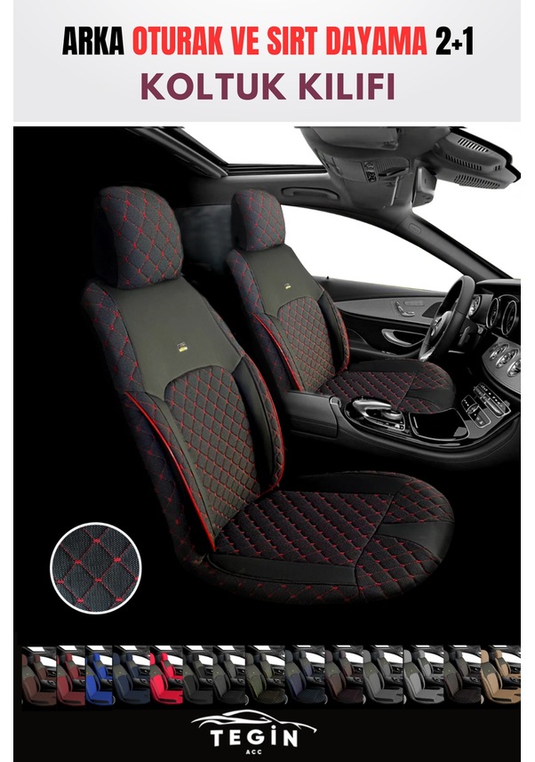 Hyundai Atos Türkelite Serisi Arka Oturak Sırt Dayama 2+1 Siyah Kırmızı ...