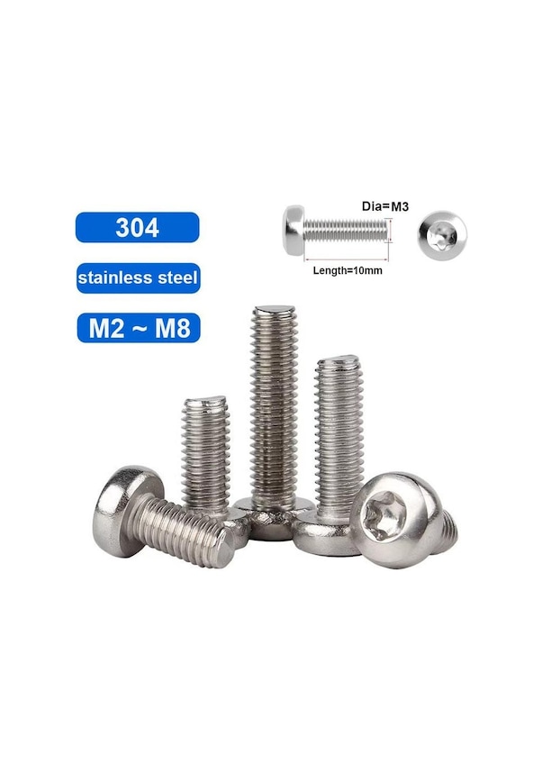 100 Adet 5 Adet M2 M2.5 M3 M4 M8 304 A2 Paslanmaz Çelik Gb2672 Altı ...