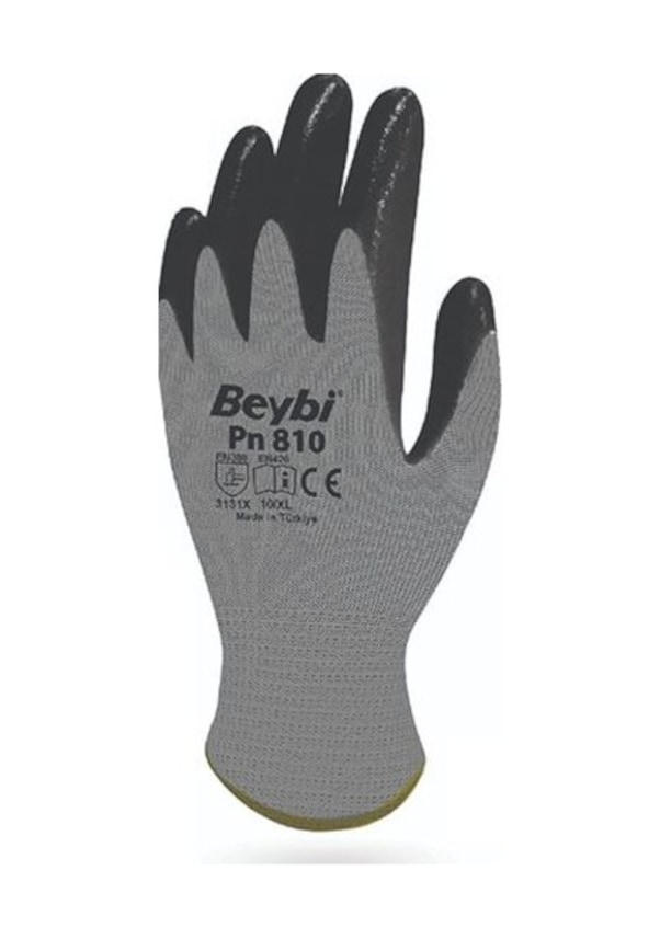 Beybi Pn810 Gri-siyah Polyester Örme Nitril İş Eldiveni No:10 -10 Adet ...