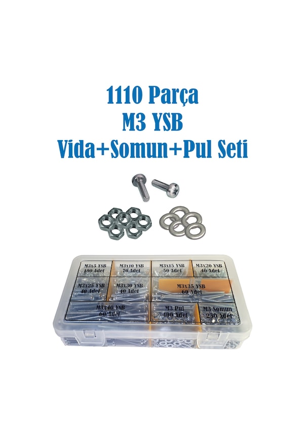 1110 Parça M3 Ysb Civata+Somun+Pul Seti (M3 Ysb Vida Seti) Fiyatları ve ...