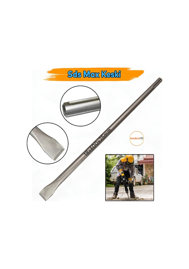 Sds Max Şaftlı Keski 18 Mm X 600 Mm X 25 Mm Hilti Ucu Beton Taş Kaya ...