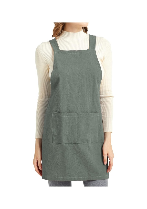 Cepli Kadınlar İçin Önlük Artı Boyutu Konfor Çapraz Geri Kravat Pamuk ...