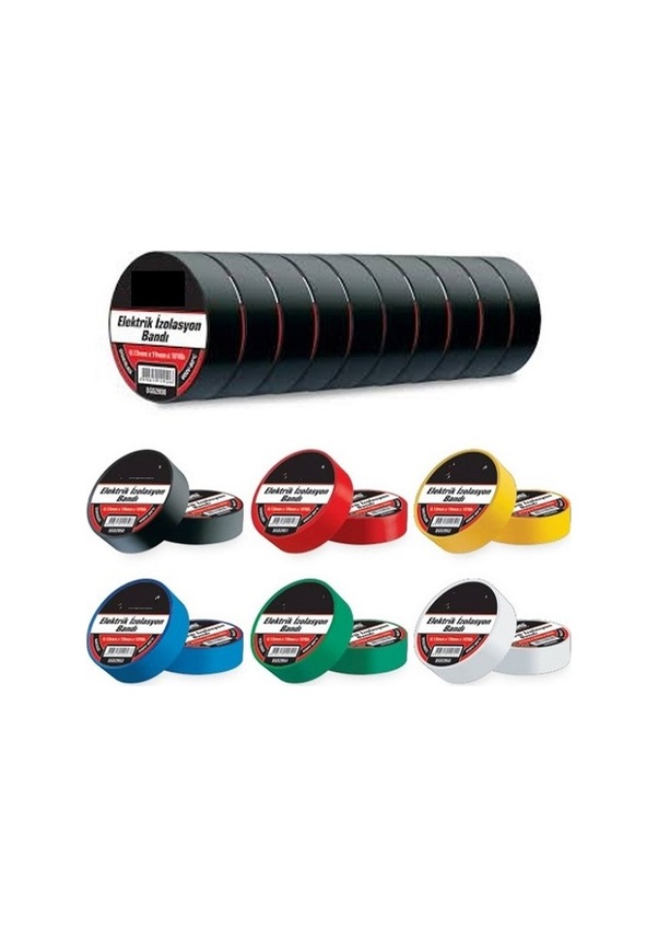 10 Adet Elektrik Bandı İzole Bant 19 Mm x 10 Yds Fiyatları ve Özellikleri