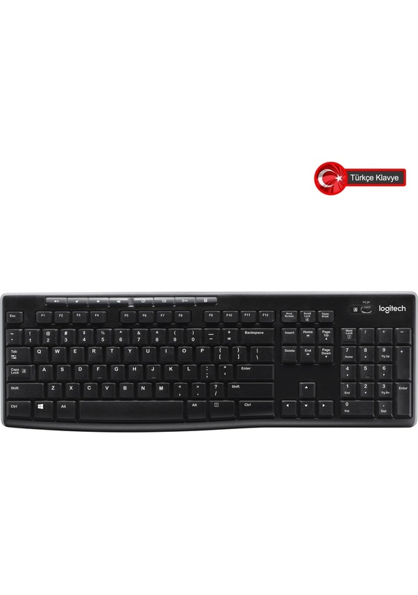 Logıtech K270, Siyah, 920-003761, Kablosuz, Türkçe Q, Multimedya Klavye ...