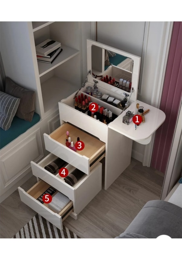 Showroomistanbul Sed Mobilya Makyaj Masası Tuvalet Ve Puf 5 Fiyatları ve Özellikleri