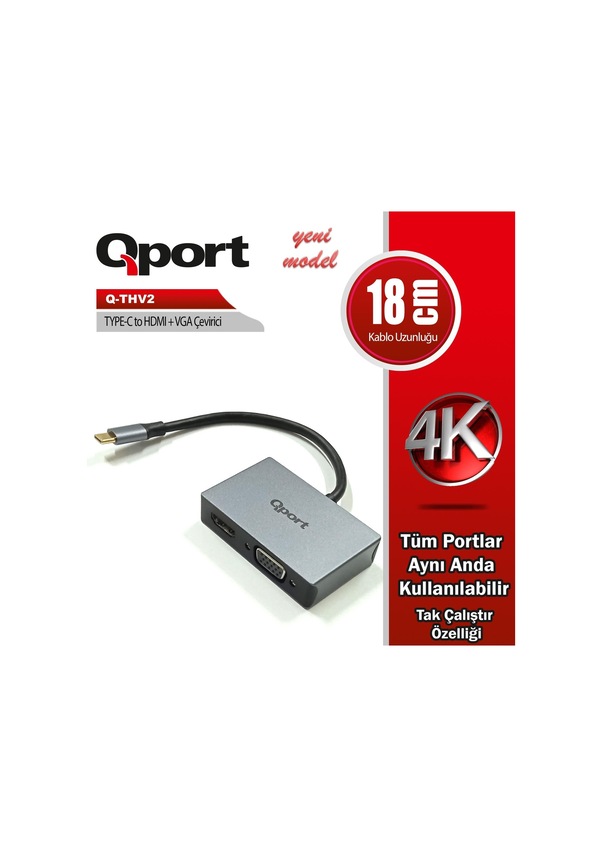 Qport Q-thv2 Type-c To Hdmı/vga Cevırıcı Adaptör-135476 Fiyatları ve ...