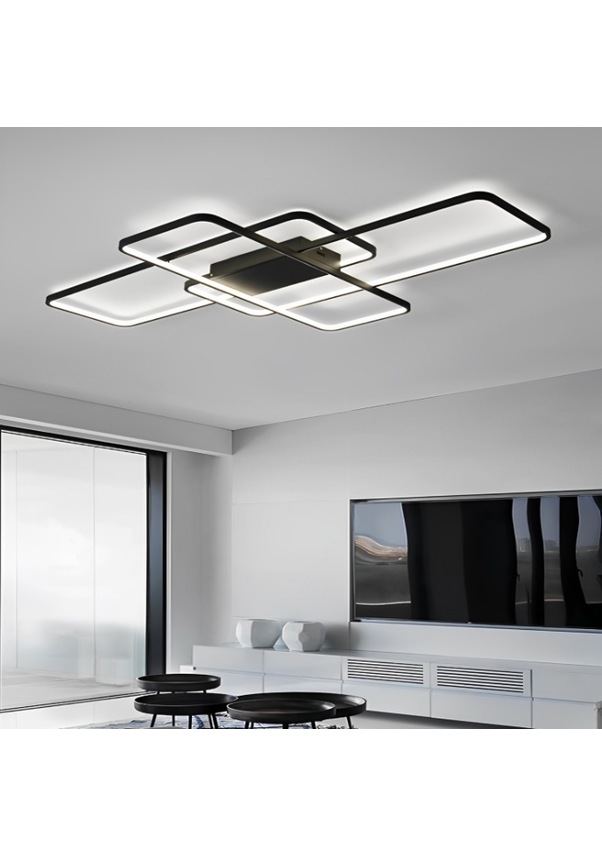 Antrasit 100x80cm Dikdörtgen 3 Işık Rengi Led Tavan Lambası,avize ...