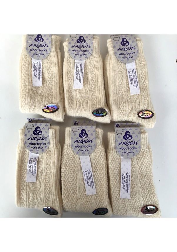 Doğal Yün Çorap - 6 Lı Ekonomik - Dokuma Yün Çorap - Köy Çorabı ...