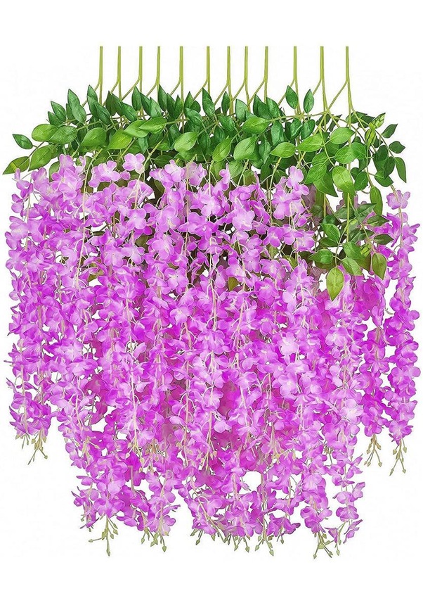 Sarkan Yapay Çiçek Akasya LİLA 80 cm 3 Sarkan Dallı 12 ADET BAĞ ...