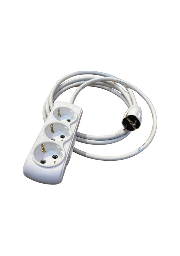 60 Metre 3'lü Grup Priz 3x2.5mm Cca Ttr Beyaz Seyyar Elektrik Kablosu ...