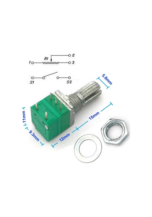 5 Pin 10kohm Potansiyometre B10k Anahtarlı Pot Tırtıklı 15mm Dön ...